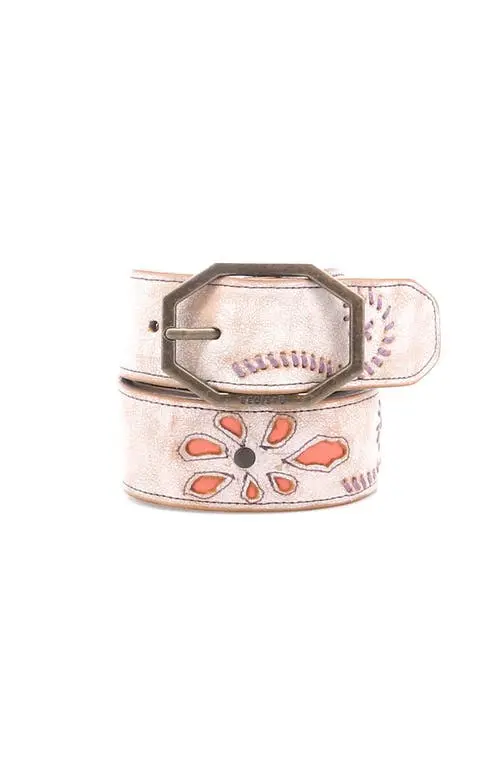 Bed Stu Upswing Ii Belt With Floral Inlay - Nectar Lux Blush Rustic