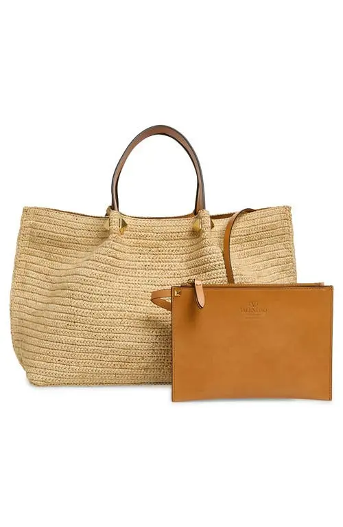 Valentino Garavani Medium Vlogo Signature Raffia Crochet Tote