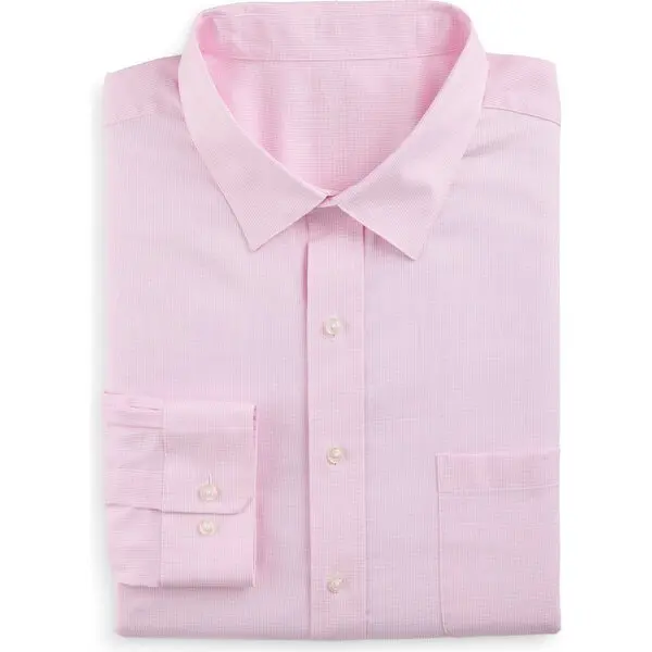 OAK HILL BY DXL Big & Tall Mini Grid Patterned Dress Shirt