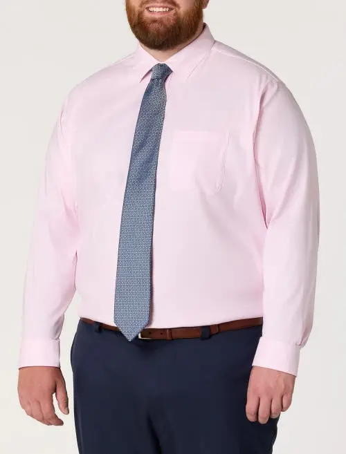 OAK HILL BY DXL Big & Tall Mini Grid Patterned Dress Shirt