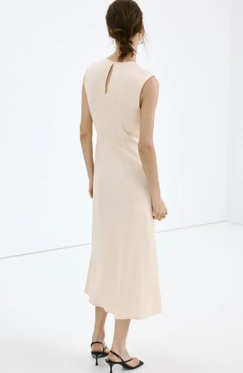 Mango Sleeveless Wrap Midi Dress - Vanilla