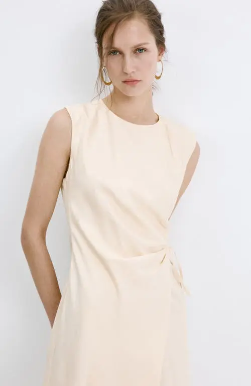 Mango Sleeveless Wrap Midi Dress - Vanilla