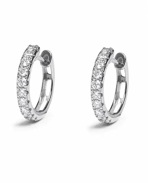 ZARUX White Bold Diamond Huggies - White Gold