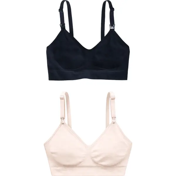 Ingrid & Isabel® Seamless Nursing + Pumping Bra 2-pack Bundle - Black/ash