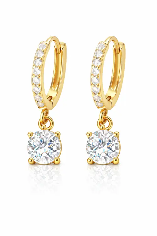 DONATELLO GIAN Crystal Cubic Zirconia Drop Hoop Earrings - Gold