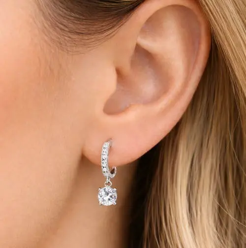DONATELLO GIAN Crystal Cubic Zirconia Drop Hoop Earrings - Gold