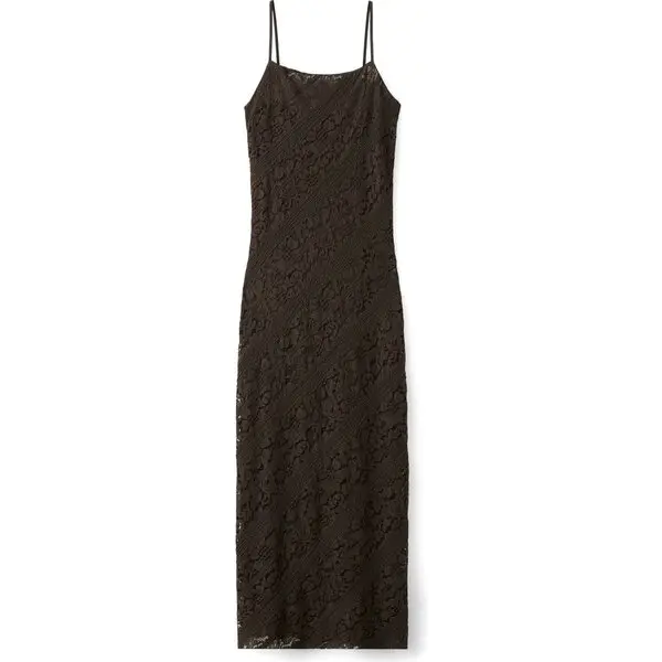 Mango Lace Sleeveless Midi Dress - Brown