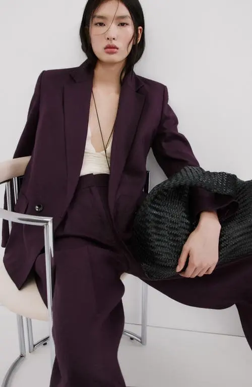 Mango Linen Straight Leg Suit Pants