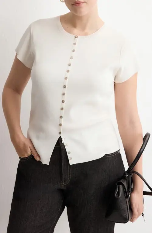 Mango Open Stitch Short Sleeve Cardigan