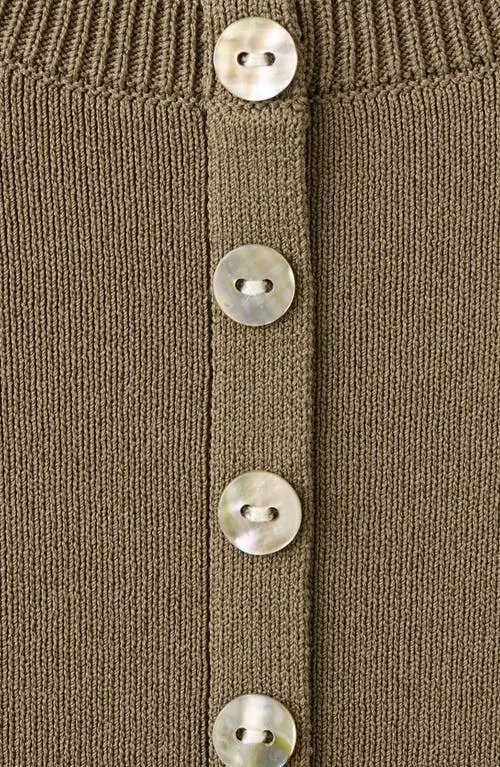 Mango Open Stitch Short Sleeve Cardigan - Medium Brown