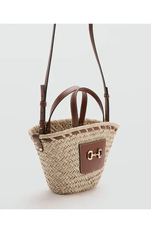 Mango Small Natural Fiber Top Handle Bag