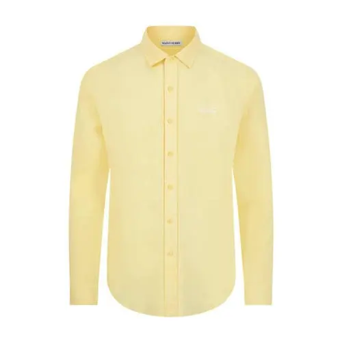 SAINT PERRY Slim Fit Linen Shirt - Yellow