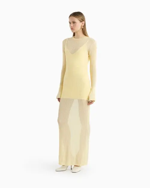 DODIEE Ayla Sheer Cable Dress - Butter Yellow