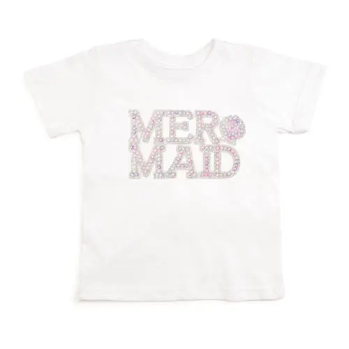 SWEET WINK Mermaid Pearl Patch Short Sleeve T-shirt - White