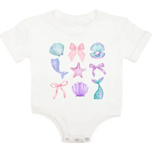 SWEET WINK Mermaid Cutie" Short Sleeve Romper - White