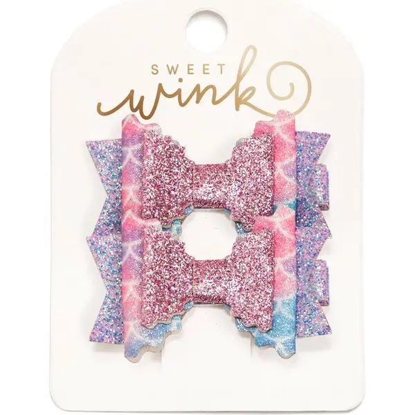SWEET WINK Sparkling Mermaid Bow Clip Set - Multi