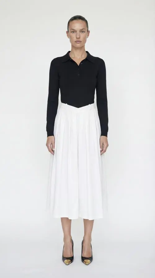 ELEXIAY Sonia Polo Midi Dress With Pleated Skirt