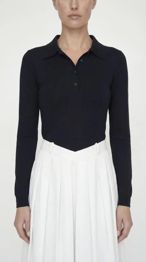 ELEXIAY Sonia Polo Midi Dress With Pleated Skirt