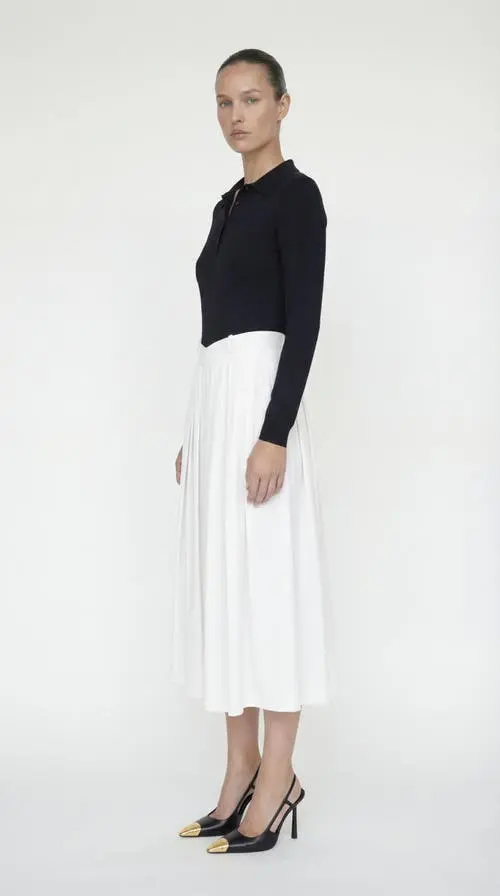 ELEXIAY Sonia Polo Midi Dress With Pleated Skirt