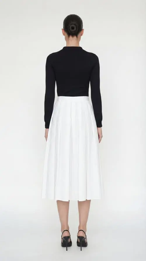 ELEXIAY Sonia Polo Midi Dress With Pleated Skirt