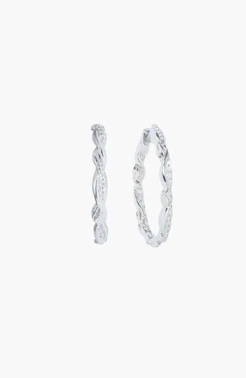 RIZEN JEWELRY 18k Gold-plated Hoop Earrings With Cubic Zirconias - Sterling Silver
