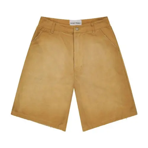 SAINT PERRY Worn Bull Denim Short - Coffee