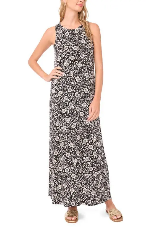 Vince Camuto Sleeveless Floral Print Maxi Dress - Rich Black