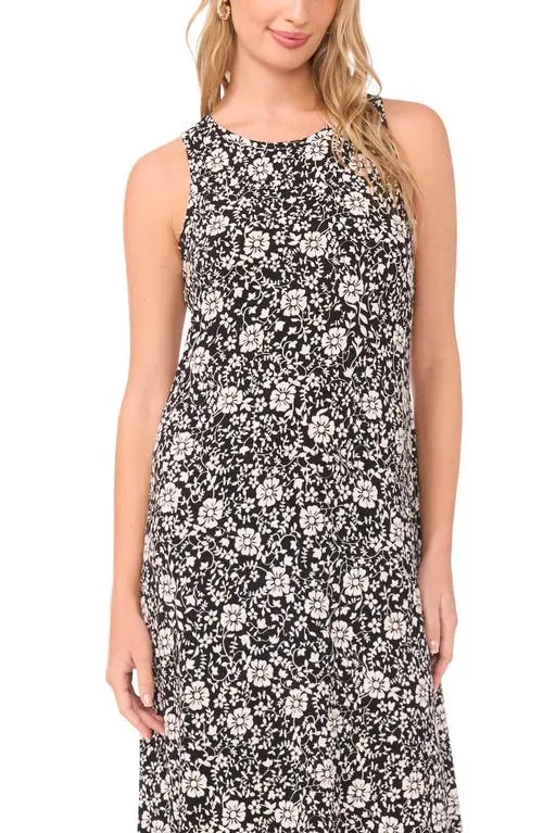 Vince Camuto Sleeveless Floral Print Maxi Dress - Rich Black