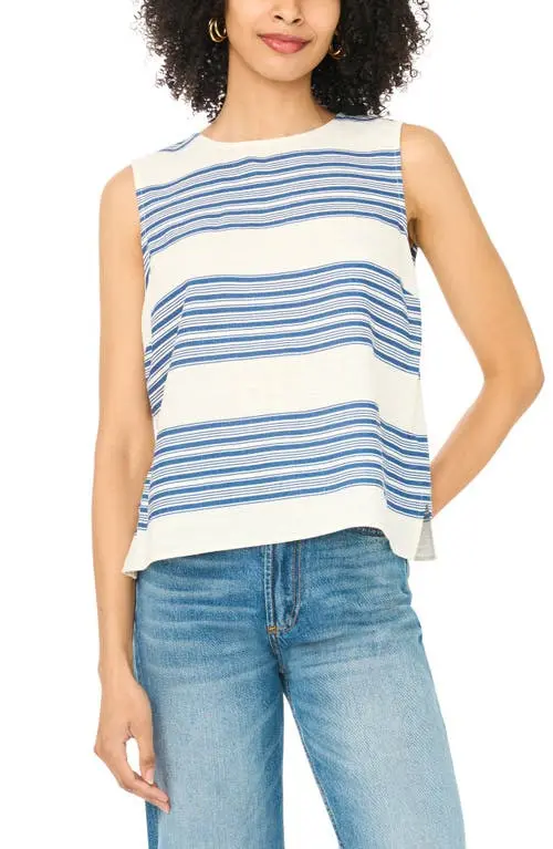 Vince Camuto Striped Sleeveless Jewel Neck Top