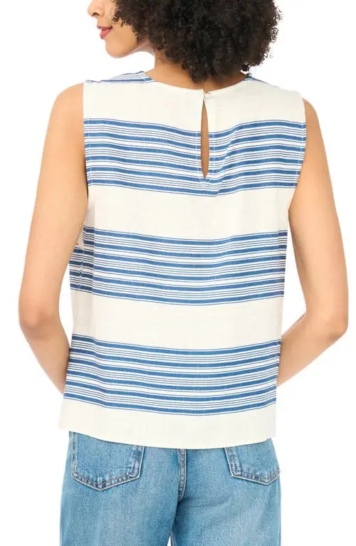 Vince Camuto Striped Sleeveless Jewel Neck Top