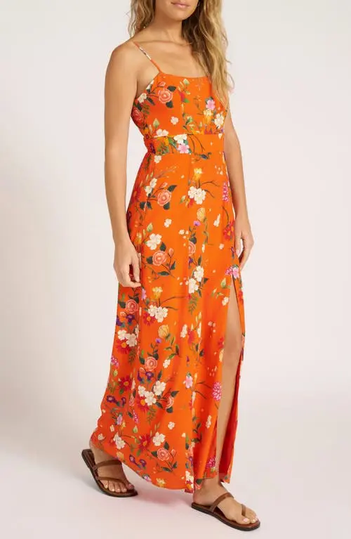 Matty M. Floral Print Satin Maxi Dress