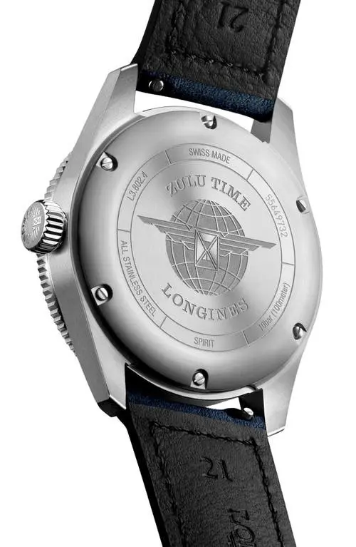 LONGINES Spirit Zulu Time Gmt Automatic Stainless Steel And Leather Watch - Blue