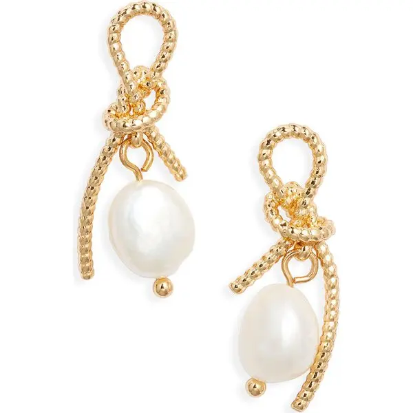 KENNETH JAY LANE Faux Pearl Drop Earrings - Gold