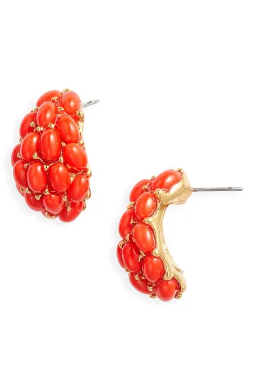 KENNETH JAY LANE Beaded Hoop Earrings - Gold/orange