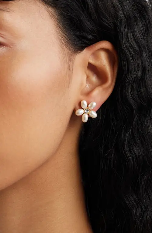 KENNETH JAY LANE Faux Pearl Flower Stud Earrings
