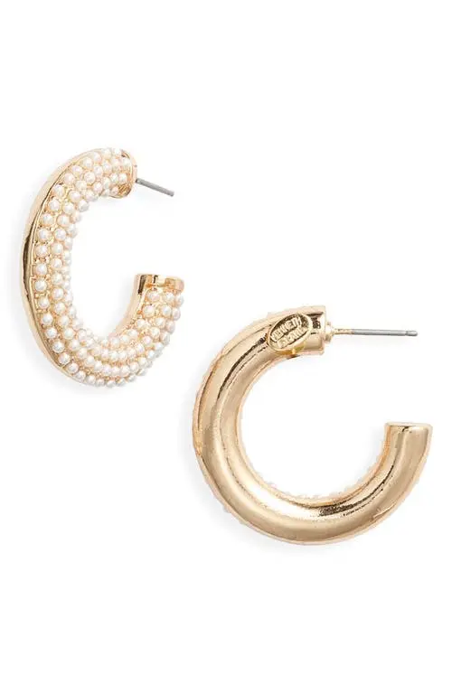 KENNETH JAY LANE Faux Pearl Hoop Earrings