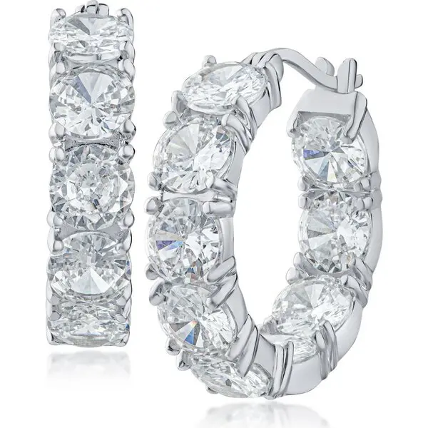 CZ BY KENNETH JAY LANE Cubic Zirconia Inside Out Hoop Earrings - Rhodium Plated