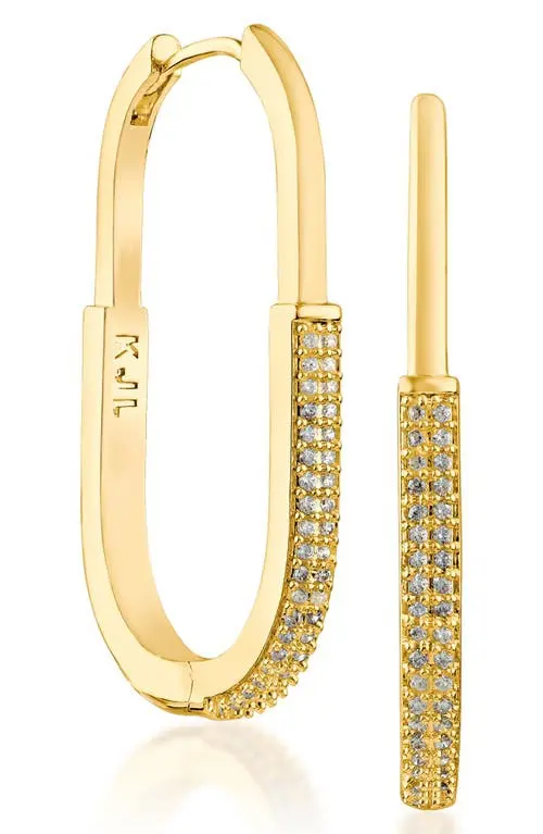 CZ BY KENNETH JAY LANE Pavé Oval Hoop Earrings - Gold Plated