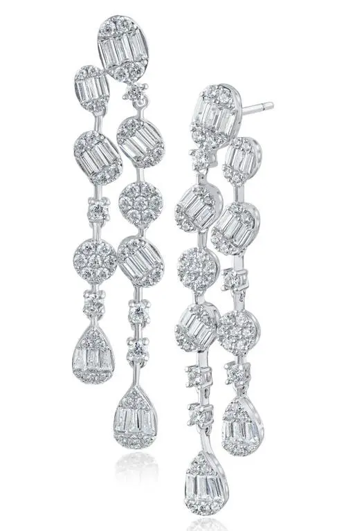 CZ BY KENNETH JAY LANE Cubic Zirconia Deco Drop Earrings - Rhodium Plated