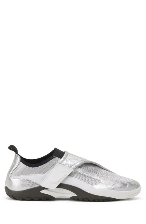 LANVIN Lnv1 Sneakers In Crinkled Metallic Leather - Black/silver