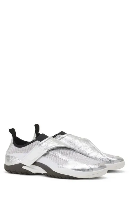 LANVIN Lnv1 Sneakers In Crinkled Metallic Leather - Black/silver