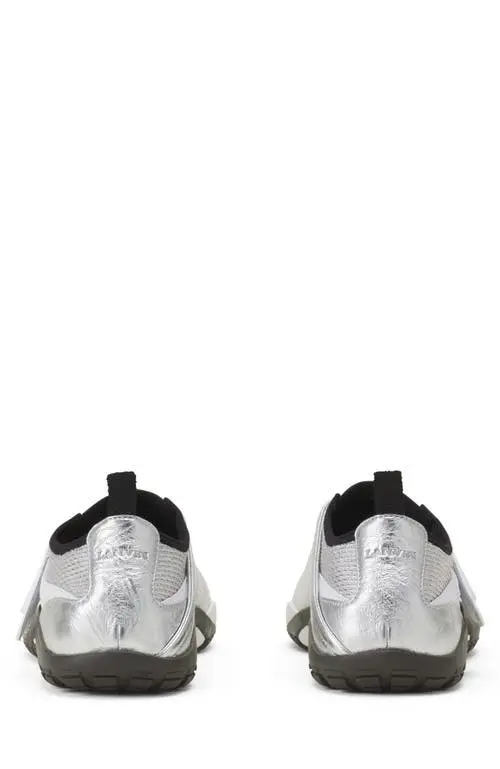 LANVIN Lnv1 Sneakers In Crinkled Metallic Leather - Black/silver