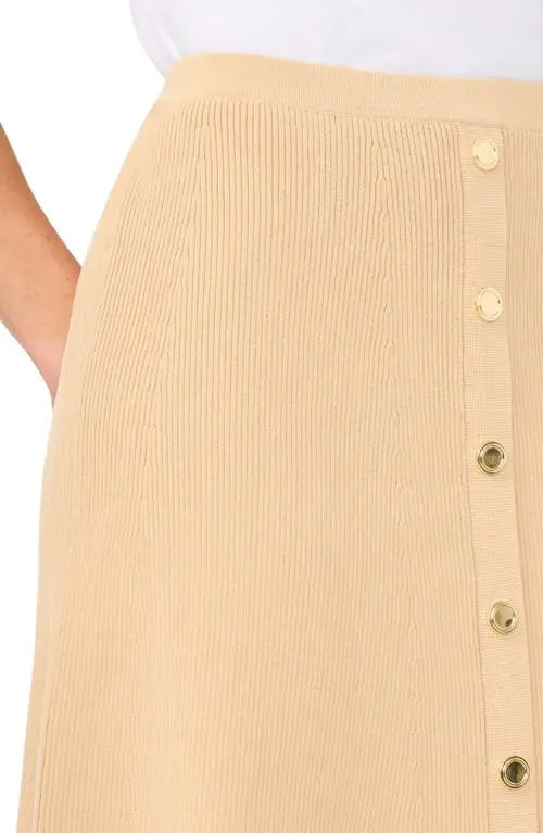 Halogen Ribbed A-line Miniskirt With Button Detail - Pebble