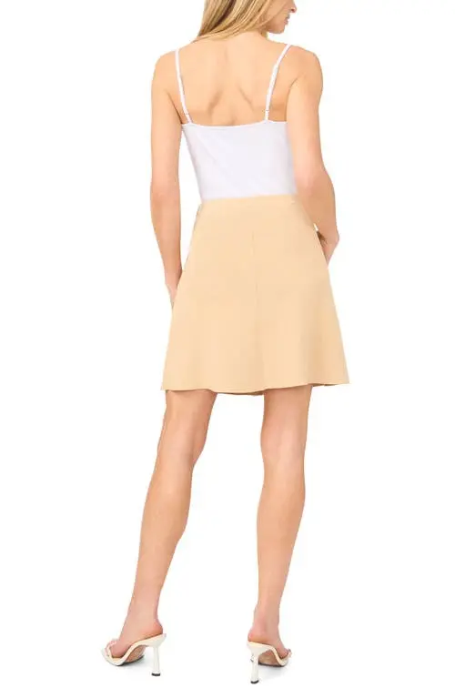 Halogen Ribbed A-line Miniskirt With Button Detail - Pebble