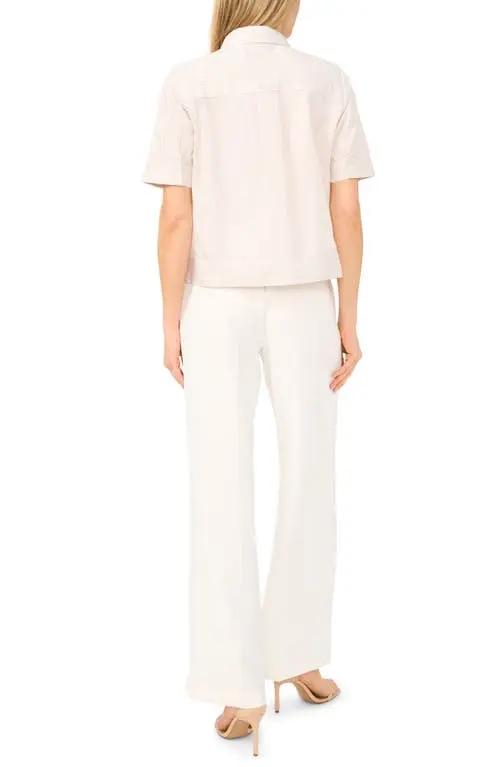 Halogen Striped Puff Sleeve Button-up Shirt - Pebble