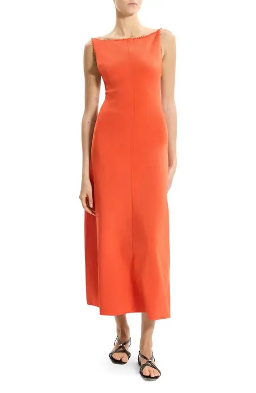 Theory Embroidered Detail Midi Dress - Poppy