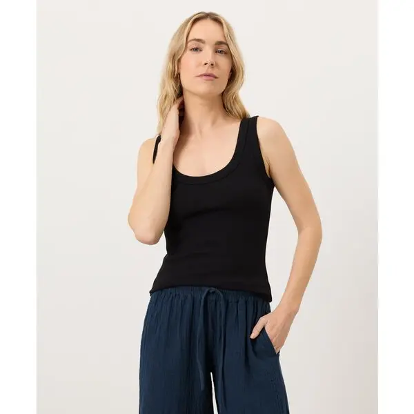 PACT Perfect Rib Scoop Neck Tank Made With Organic Cotton - Black