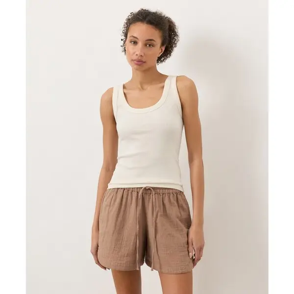PACT Perfect Rib Scoop Neck Tank Made With Organic Cotton - Cream