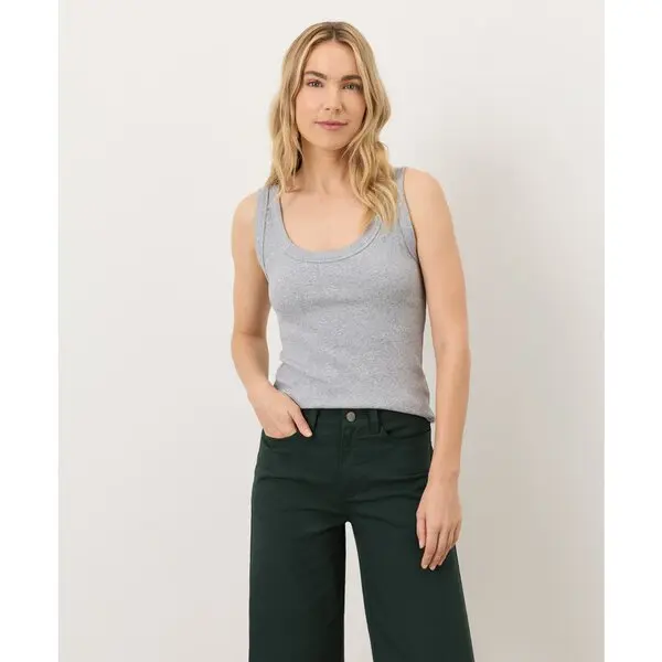 PACT Perfect Rib Scoop Neck Tank Made With Organic Cotton - Heather Grey
