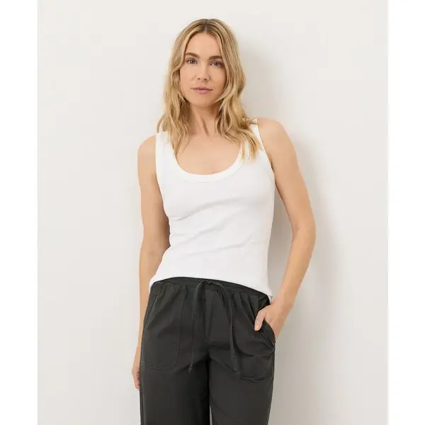 PACT Perfect Rib Scoop Neck Tank Made With Organic Cotton - White
